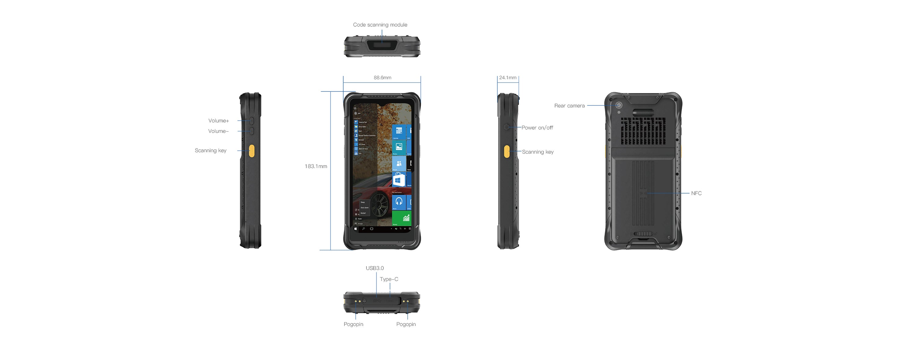 ONERugged I61J Rugged Barcode Scanner Windows 11 Pro IP65